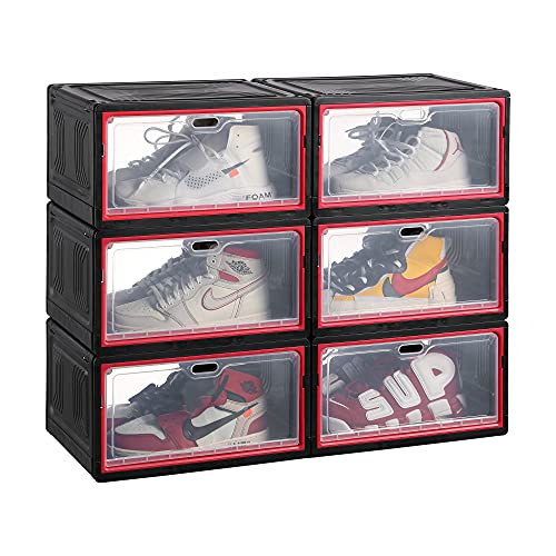 SOGOBOX Shoe Box,Set of 6,Plastic Shoe Box with Lids,Stackable Shoe ...