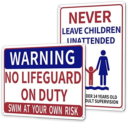 [1+1 Pack] Pool Signs Safety in 0.040 Aluminum, 9.7"x13.85" Pool Sign ...