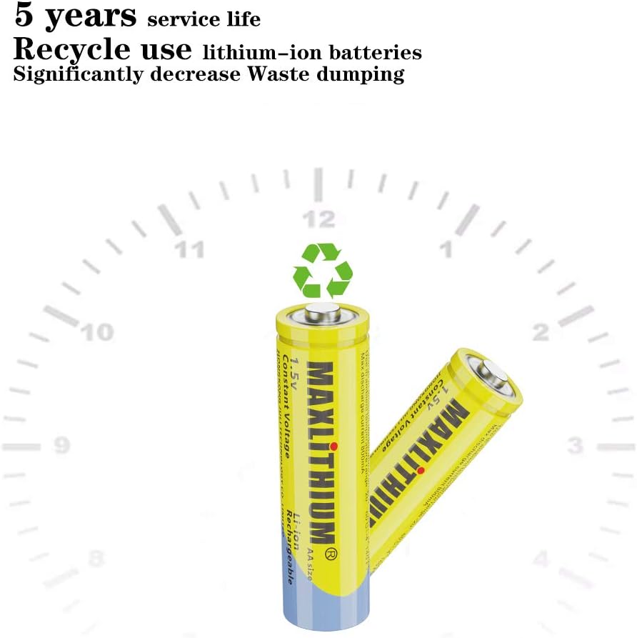 AA Rechargeable Batteries Lithium-ion, 1.5v Constant Voltage Output, 6 ...