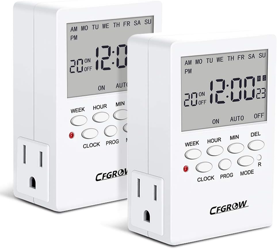 Outlet Timer, 7 Day Cycle Dual Timer Outlet, Digital Electronic Timers ...