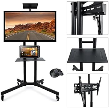Amazon.com: Mount Factory Rolling TV Cart Mobile TV Stand for 40-65 ...
