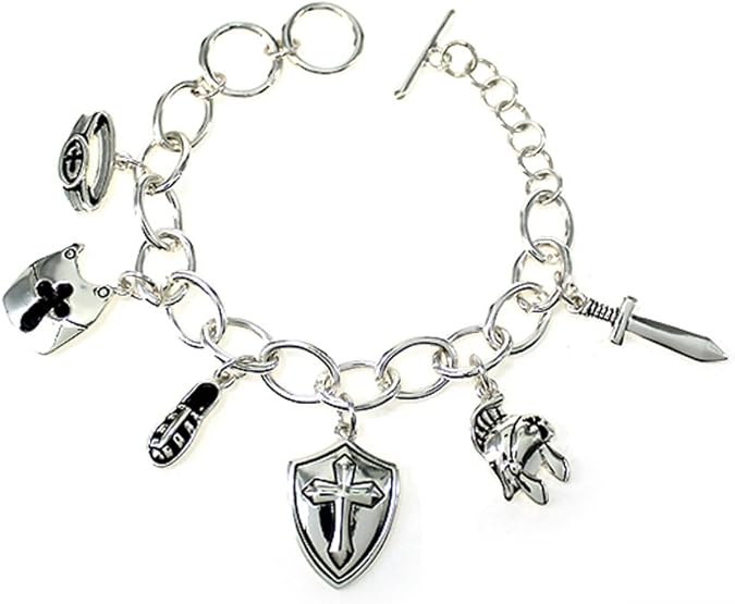 Amazon.com: 4031450 Armor of God Charm Bracelet Christian Scripture ...