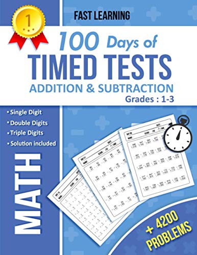 Timed Tests Math: Addition and Subtraction Math Drills, Practice 100 ...