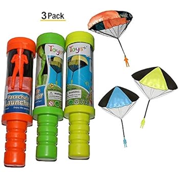 Amazon.com: Toy Skydiver Parachute Man With Launcher Tangle Free ...