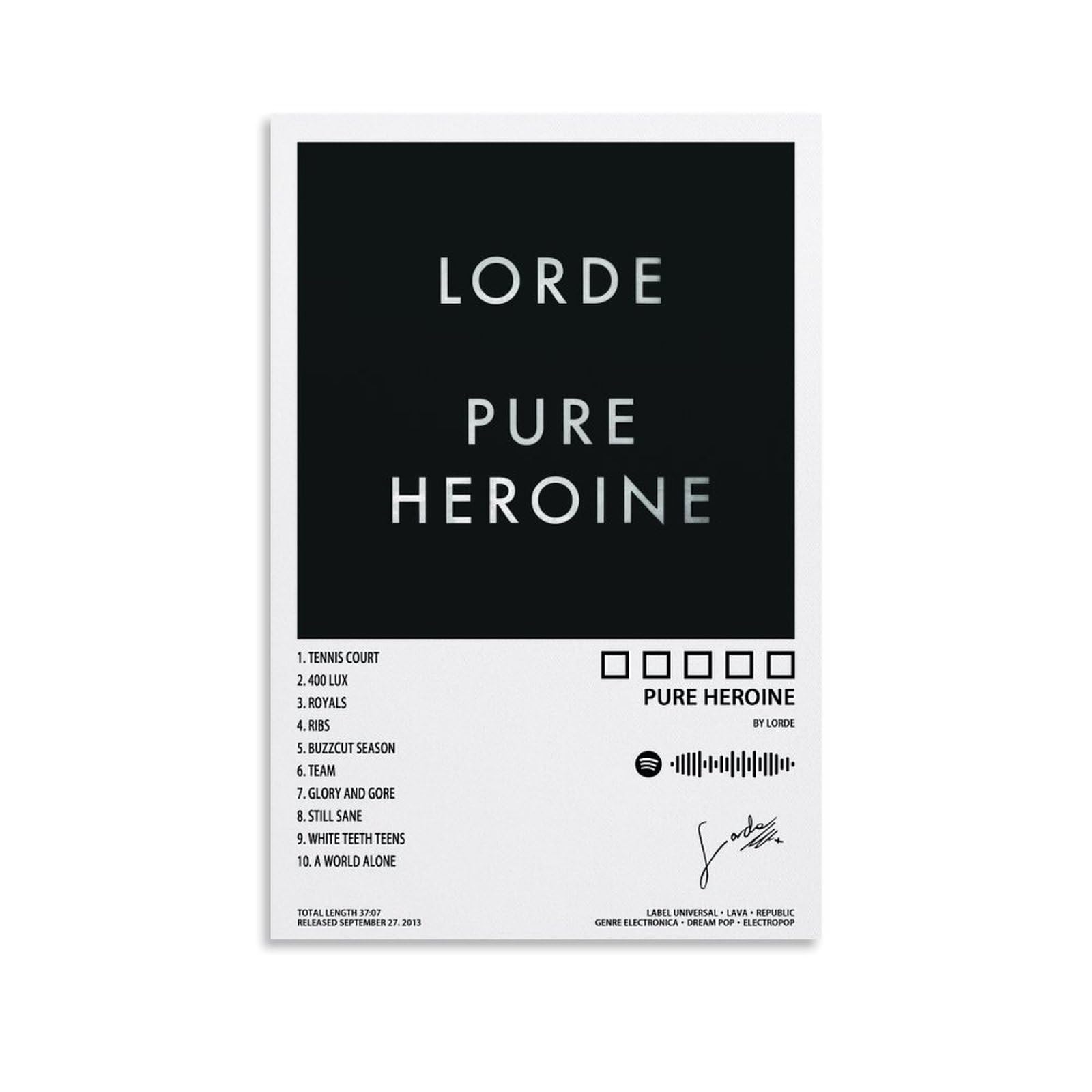 FIMGLK Lorde Poster Pure Heroine Album Cover Posters For Room Aesthetic ...