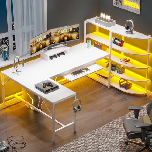 SEDETA L Shaped Computer Desk, 65'' Corner Gaming Desk with Keyboard ...
