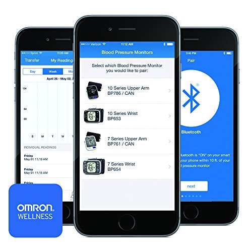 Omron 7 Series Wireless Wrist Blood Pressure Monitor 100 Reading 