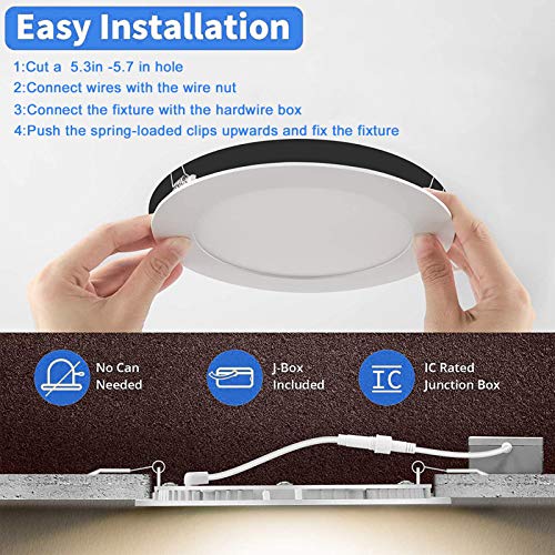 12 Pack 5 inch 5CCT Led Recessed Light with Junction Box, 2700K-5000K ...