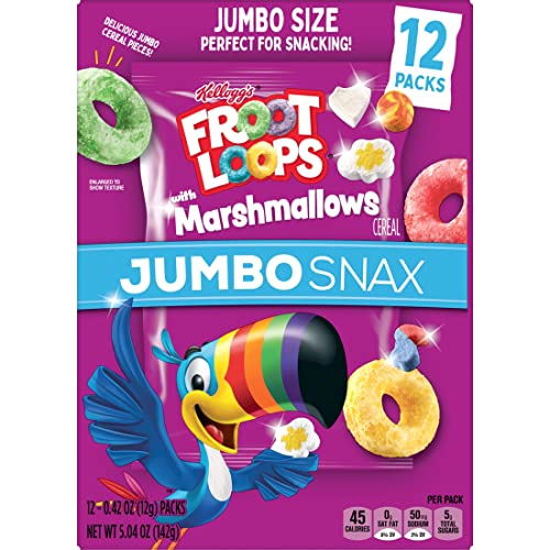 Kellogg's Jumbo Snax Froot Loops Cereal Snacks, Lunch Box Snacks, Fruit ...