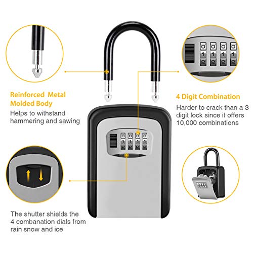 Key Lock Box, Combination Lockbox for Keys, Door Key Storage Box with ...