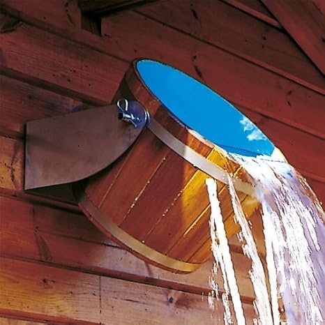 Wood Bucket Fountain Shower Bucket Shower Cooling for Outdoor: Amazon ...