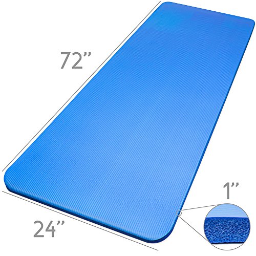 Crown Sports Exercise Mat 1 in Thick, 72 x 24 in with Arm Strap - Non ...