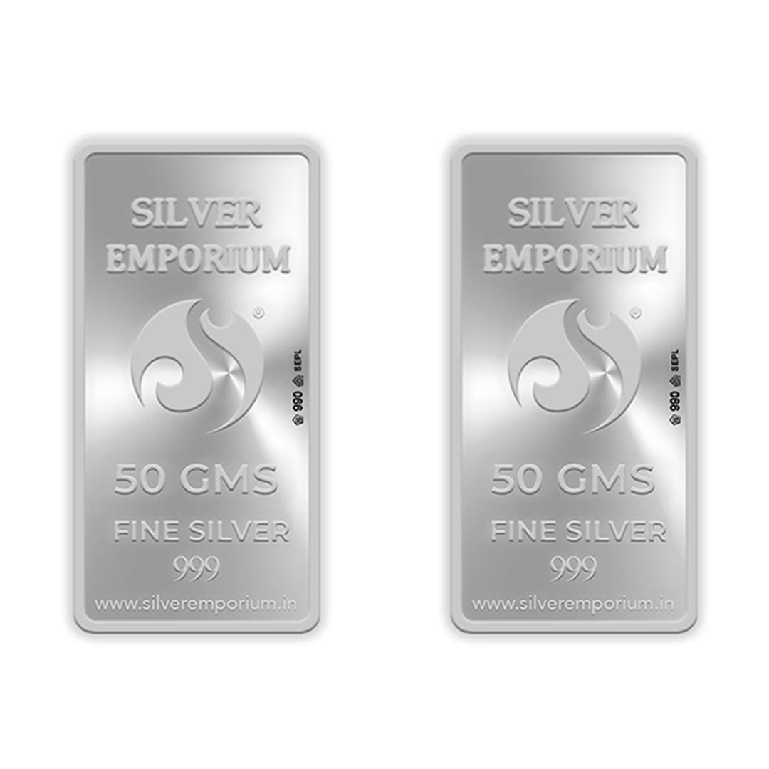 Buy Silver Emporium Pure 999 Silver SEPL Bar 50 Gram *2 Silver Bar ...