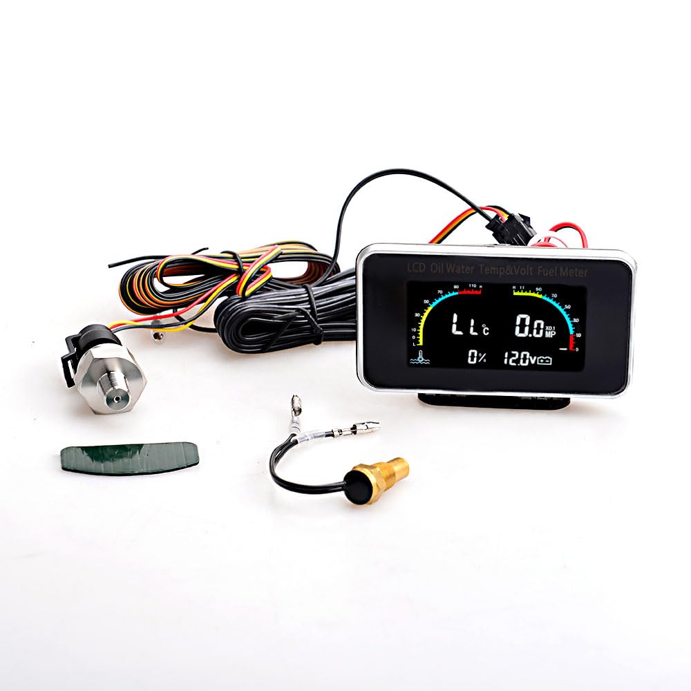 ZHSYMX 4-in-1 Auto Car LCD Meter Digital Oil Pressure Voltage Water ...