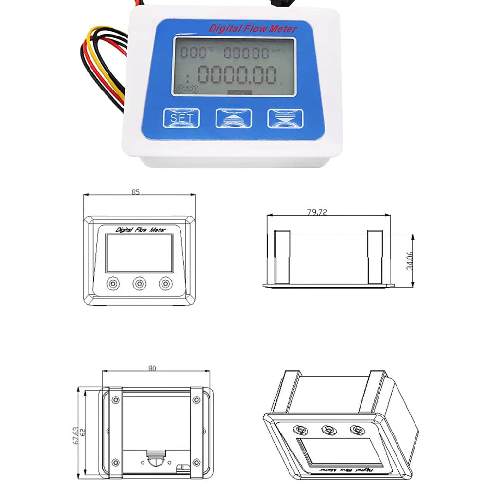 Water Flow Totalizer And Flow Rate Meter With Digital LCD Display +G1/2 ...