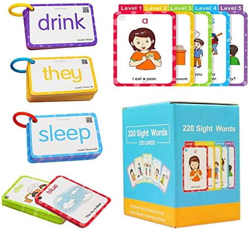 English words and sentences card set, 220 Sight word flashcards ...