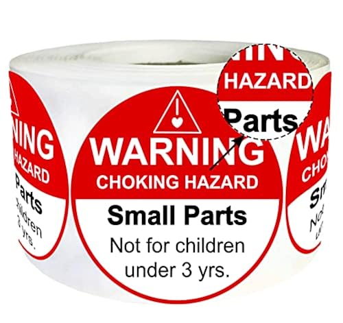 Choking Warning Labels 1.5" Red Small Parts Choking Hazard Stickers ...