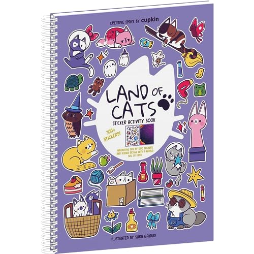 Land of Cats Sticker + Coloring Book (300+ Cat Stickers for Kids & 8 ...