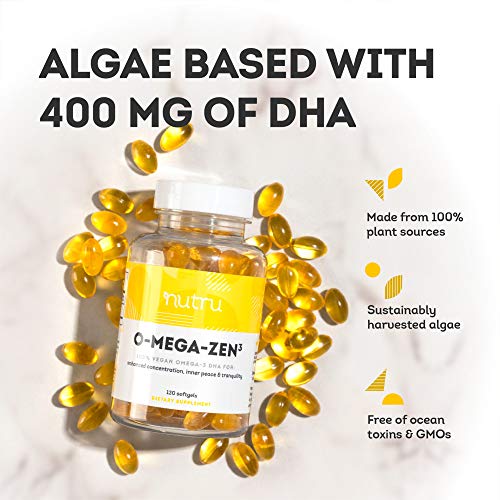 NuTru O-Mega-Zen3 Vegan Omega 3 DHA Supplement - 400 mg DHA Essential ...