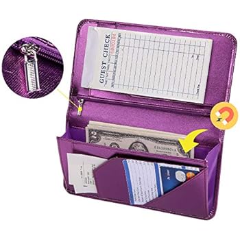 Amazon.com: Mymazn Pink Server Book for Waitress Book with Zipper ...