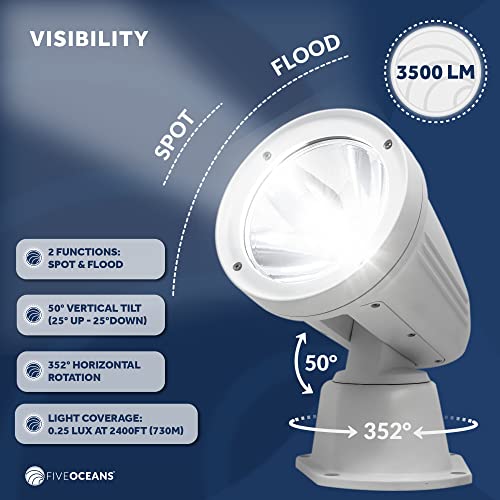 Five Oceans Boat Spotlight, Marine Spotlights For Boats, LED Wireless ...