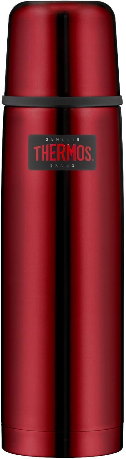 Thermos Light & Compact Stainless Steel Flask, Red, 0.75 Litres: Amazon ...