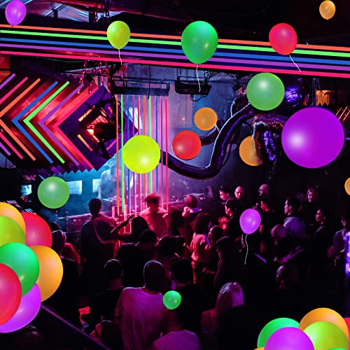 160 Pack 12inch Neon Glow Party Balloon Lumious Glow Party Balloons UV ...