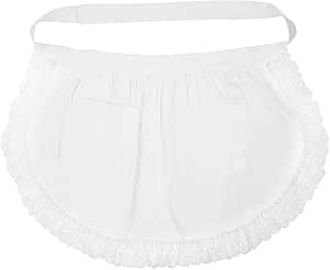 Amazon.com: White Aprons for Women Waist Aprons with Pockets Half Apron ...