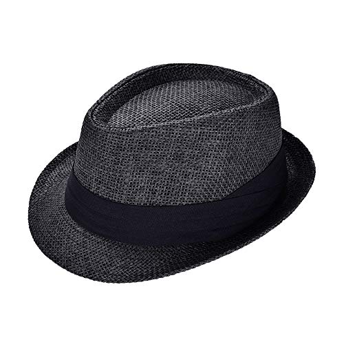 Fedora Hats for Men, Straw Packable Cuban Panama Style Trilby Sun Beach ...