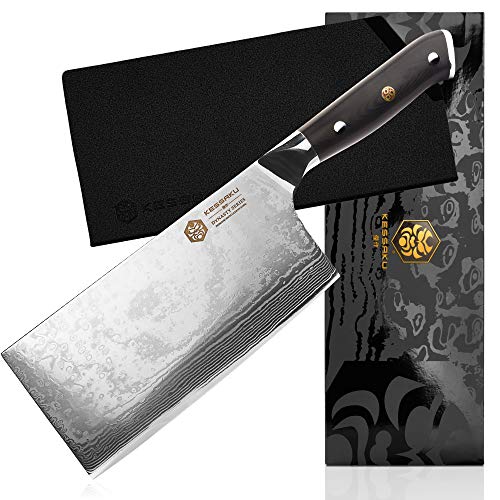 Kessaku 7-Inch Cleaver Butcher Knife - Damascus Dynasty Series - Forged ...