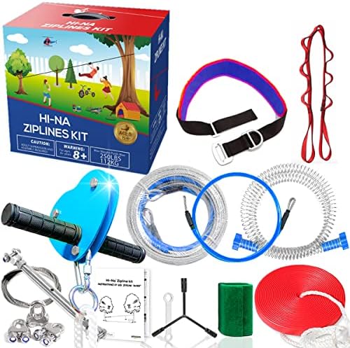 Hi-Na Zip Line Kit 80ft Zipline Kits for Backyard Kids Play Set Zipline ...