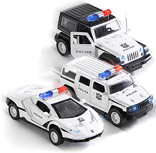 Top Race Metal Diecast Police Cars Pull Back Battery Powered with Led ...