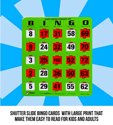 Regal Games - Shutter Slide Bingo Cards - 8” x 9” - 5-Ply Green ...