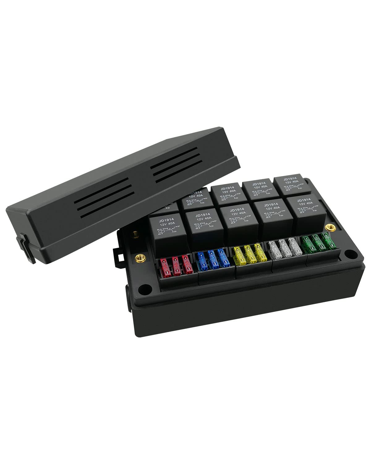 12V Fuse Relay Box with 15 Fuse & 10 Relay & Terminals, 15 Fuse Slots ...