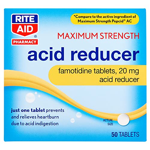Rite Aid Acid Reducer, Maximum Strength Famotidine Tablets, 20 mg – 50 ...