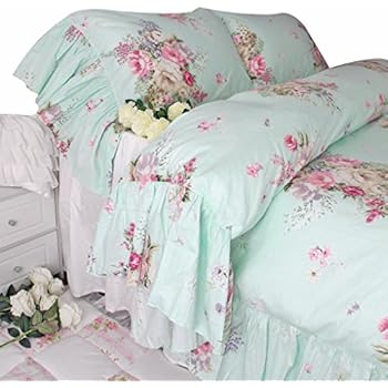 Amazon.com: FADFAY Home Textile Pink Rose Floral Print Duvet Cover Bedding Set For Girls 4 ...