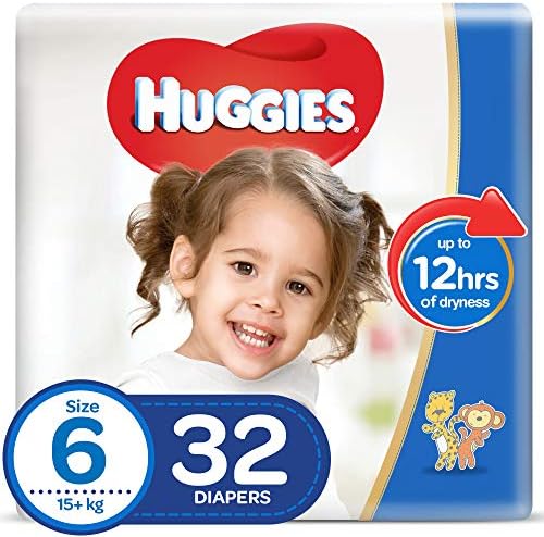 HUGGIES Ultra Comfort Diapers, Size 6, Value Pack, 15+ kg, 32 Diapers ...