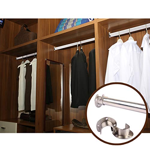 TIHOOD 6PCS Heavy Duty Stainless Steel Closet Rod End Supports Closet Pole Sockets Flange Rod ...