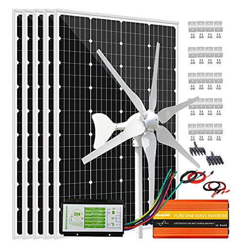 1000W Solar Wind Power Kit Home Off-Grid System for Charging 12V ...