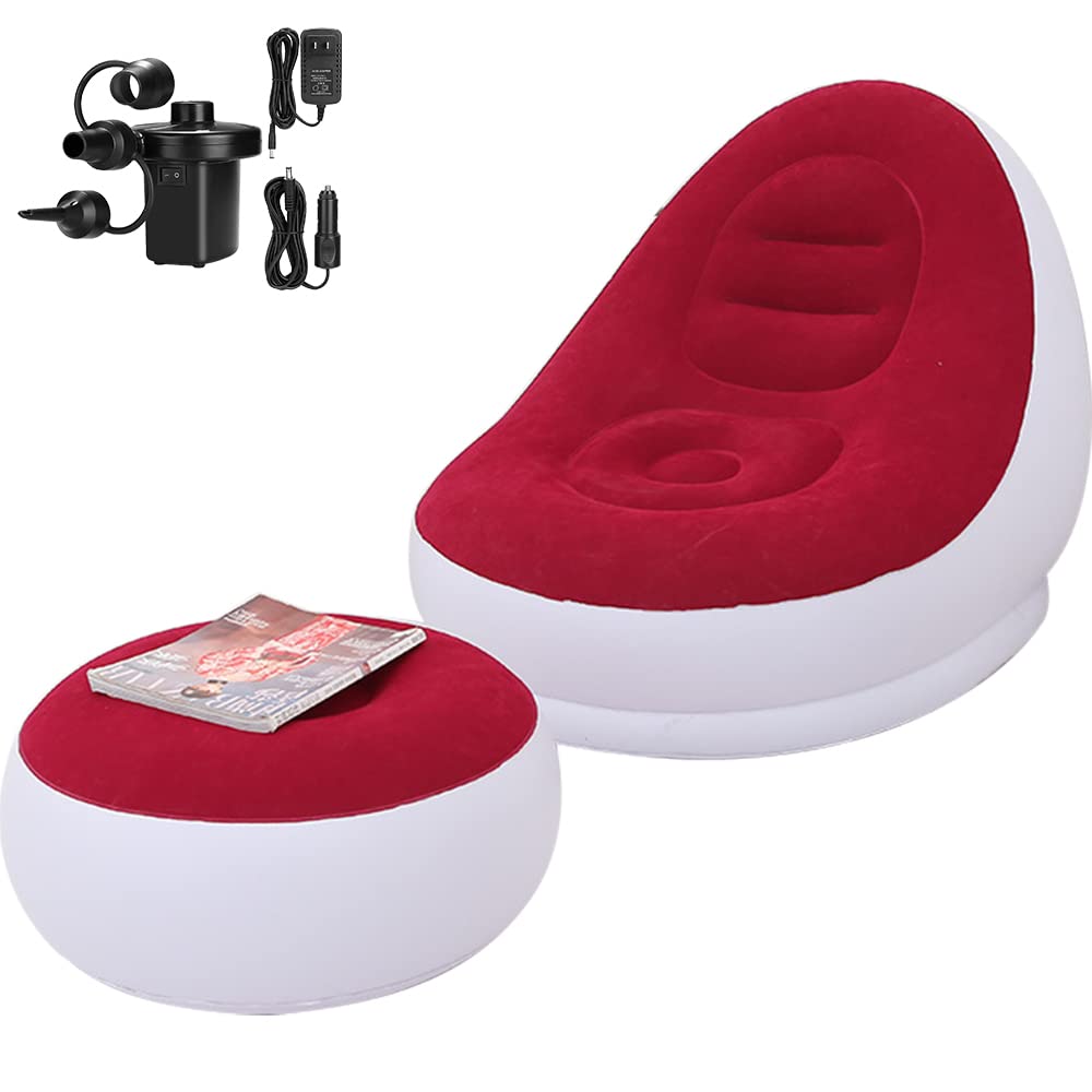 KAERMU Inflatable Deck Chairs with Air Pump, Inflatable Patio Lounge Chairs for Indoor Living ...