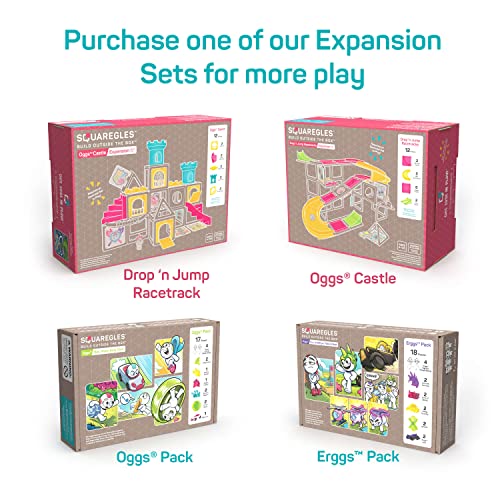 SQUAREGLES Essential Starter Set 105 Pieces Magnetic Building Blocks Kids Magnetic Tiles STEM ...