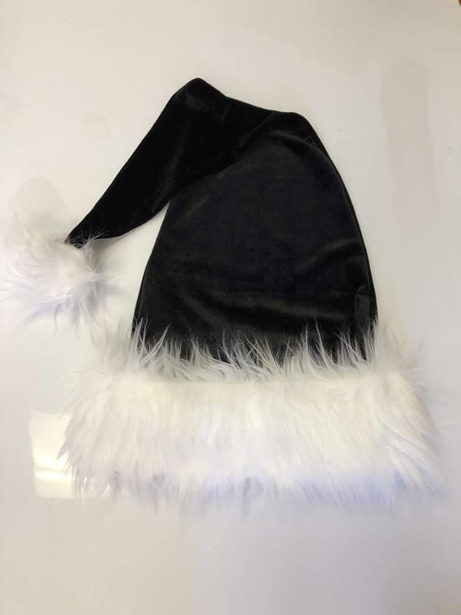 Amazon.com: Velvet Christmas Santa Hat (Black/White): Clothing