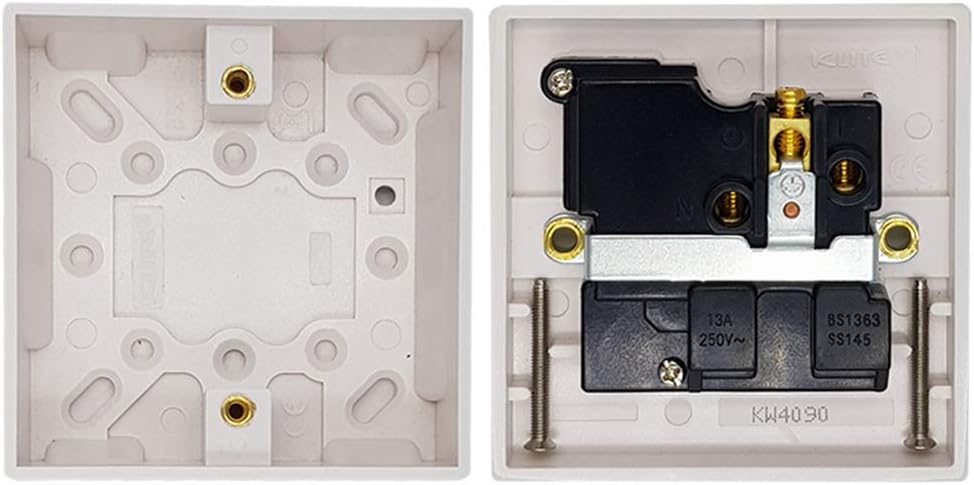 Klite 13A 1 Gang DP Single White Switched Plug Wall Socket & Single ...