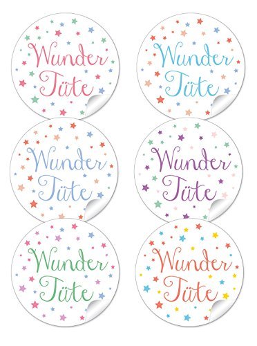 24 STICKER GEMISCHT: 24 selbstklebende bunt gemischte Geschenkaufkleber ...