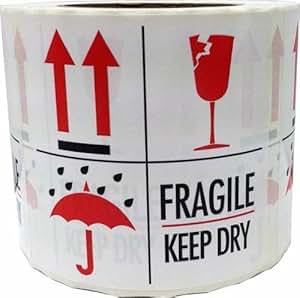Amazon.com : Fragile Keep Dry Arrow Do Not Get Wet Warning Labels for ...