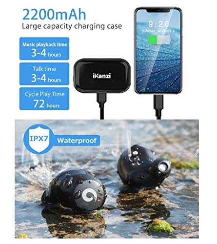[Updated Version] Wireless Earbuds Bluetooth Headphones IKANZI iPX7 Waterproof 72H Cycle Play ...