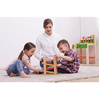 EverEarth Jr. Ramp Racer. Race Track for Toddlers and 4 Wood Cars, Race ...