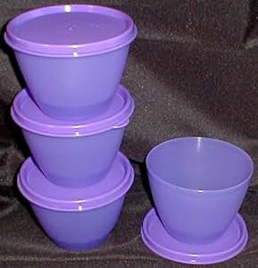 Amazon.com: Tupperware Refrigerator Bowls Set of 4 Purple: Kitchen & Dining
