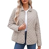 Dokotoo Women's Winter Casual Quilted Jackets Long Sleeve Button Down Puffer Jacket Padded ...