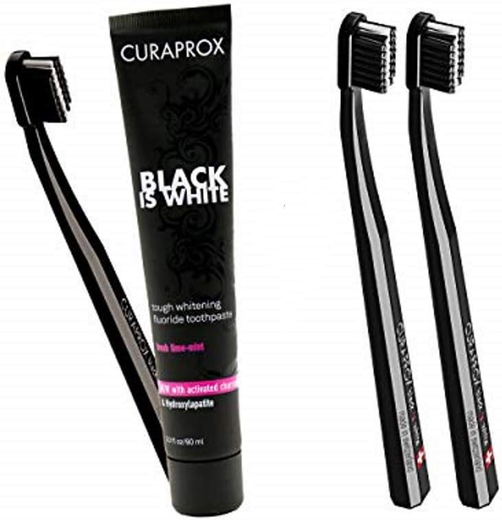 Curaprox Black is White Toothpaste Charcoal Whitening Set + CS 5460 ...